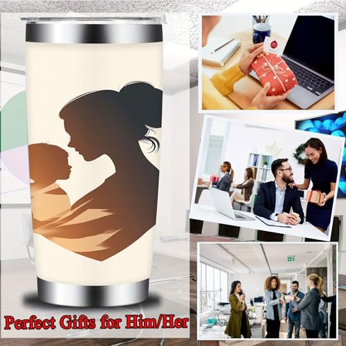 FOCIUZTA 20oz Maternal Silhouette Design Tumbler with lid, Travel Coffee Cup, Ideal for Easter, Mother Day, and birthday gifts