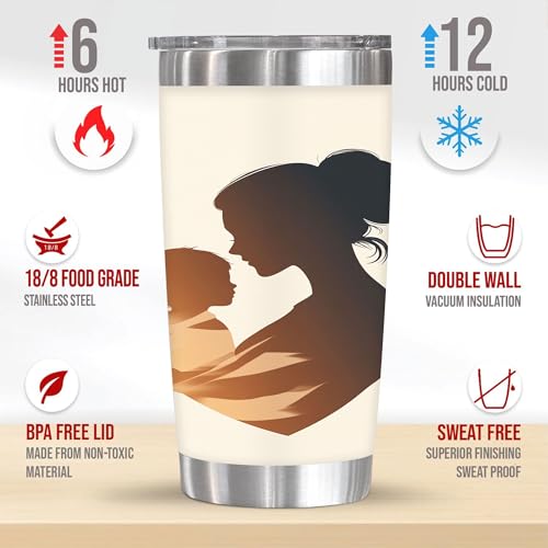 FOCIUZTA 20oz Maternal Silhouette Design Tumbler with lid, Travel Coffee Cup, Ideal for Easter, Mother Day, and birthday gifts