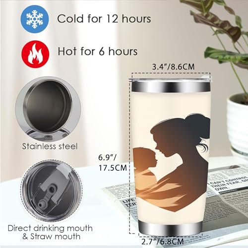 FOCIUZTA 20oz Maternal Silhouette Design Tumbler with lid, Travel Coffee Cup, Ideal for Easter, Mother Day, and birthday gifts