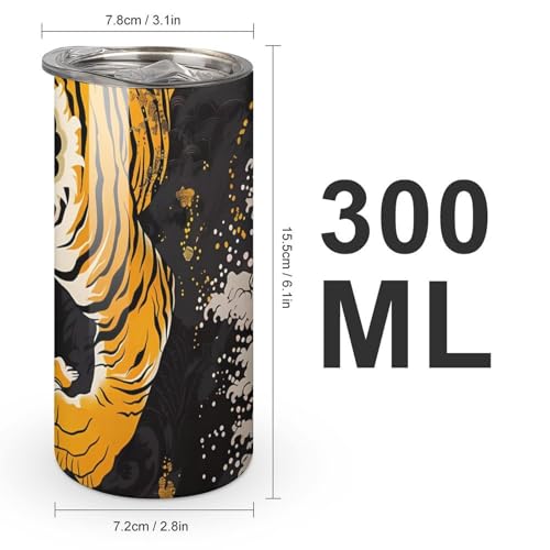 Japanese Tiger Wave Funny Coffee Mug Stainless Steel Travel Insulated Tumbler Double Wall Water Cup 10 Oz