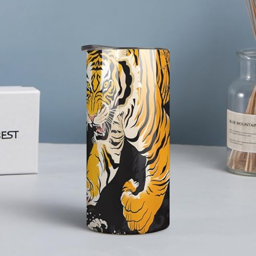 Japanese Tiger Wave Funny Coffee Mug Stainless Steel Travel Insulated Tumbler Double Wall Water Cup 10 Oz