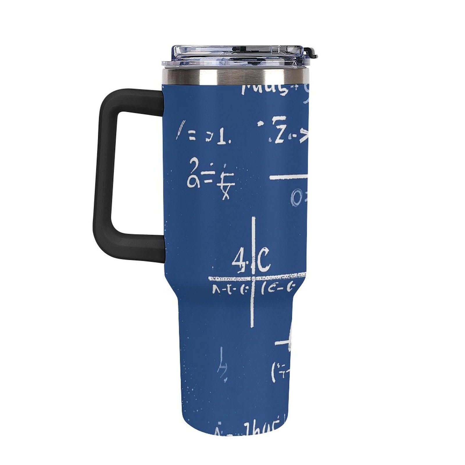 YTLKGFP 40 Oz Large Capacity Car Cup Math Formula Tumbler with Handle (Black) Straw Lid Insulated Stainless Steel Water Bottle Travel Mug Leak-proof Car Cup Keeps Cold Or Hot