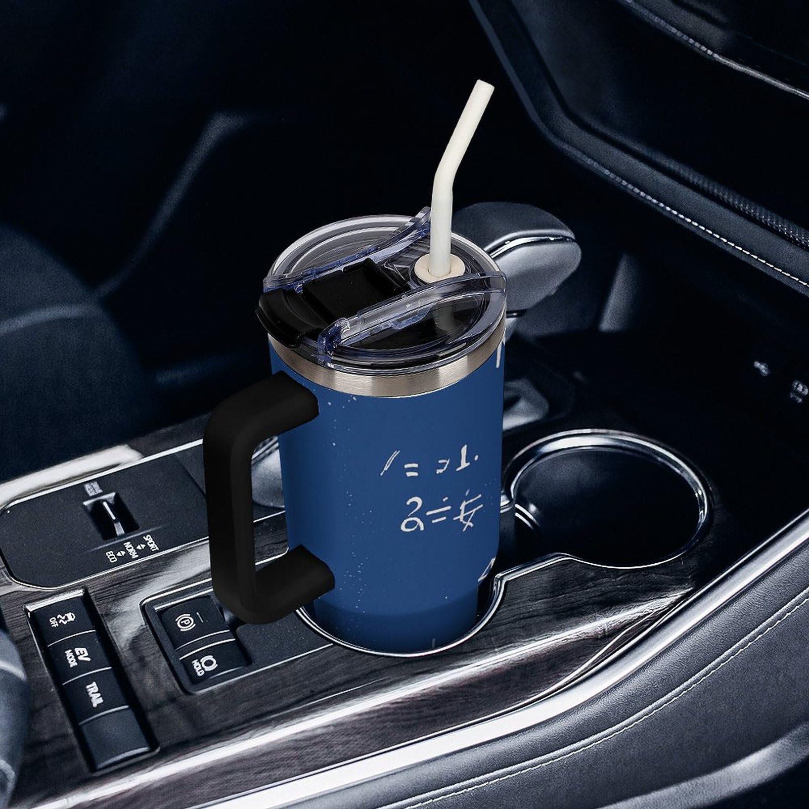 YTLKGFP 40 Oz Large Capacity Car Cup Math Formula Tumbler with Handle (Black) Straw Lid Insulated Stainless Steel Water Bottle Travel Mug Leak-proof Car Cup Keeps Cold Or Hot