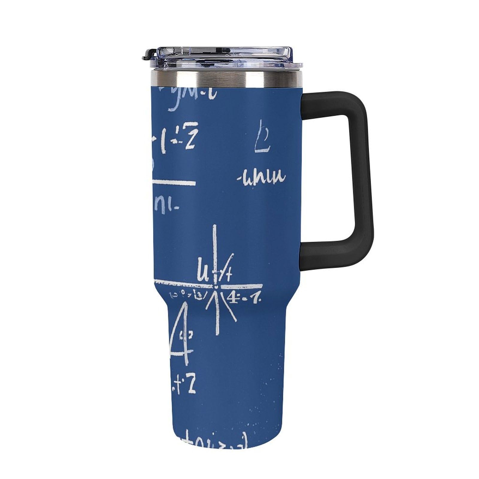 YTLKGFP 40 Oz Large Capacity Car Cup Math Formula Tumbler with Handle (Black) Straw Lid Insulated Stainless Steel Water Bottle Travel Mug Leak-proof Car Cup Keeps Cold Or Hot