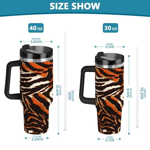 Yasala Car Tumbler with Handle Brown Orange Zebra Print Travel Mug Coffee Cup Insulated Beverage Container Mega Cup for Hot Cold Drinking Thermos Water Bottle Cupholder Friendly 40 oz