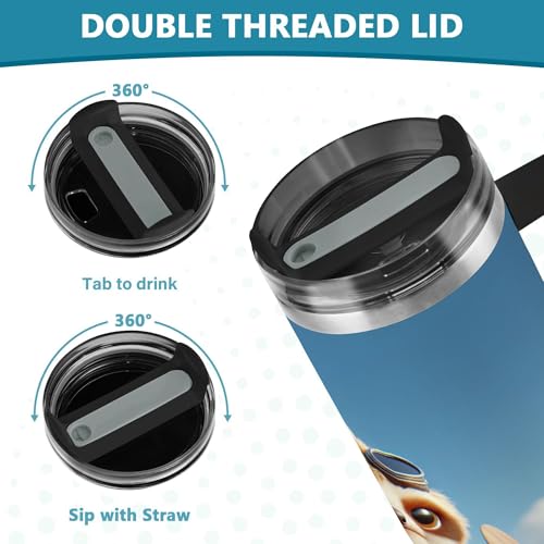 Exnundod 3d Sloth Driving Airplane Tumbler with Handle 40oz and Straw Insulated Tumblers Leak-proof Water Bottle for Car Travel
