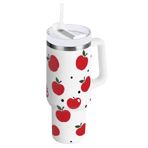 Cute Fruit Stainless Steel Vacuum Insulated Tumbler with Straw and Handle for Water, Insulated Tumbler Cups 30 OZ / 0.89 L