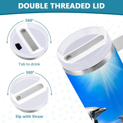 40 Oz Dolphins Ocean Stainless Steel Insulated Tumblers with Lid and Straw Travel Coffee Tumbler