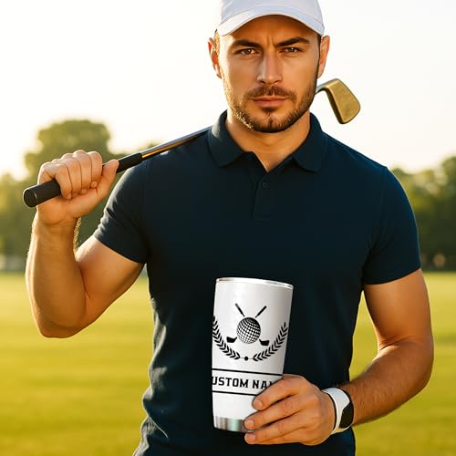 Custom Golf Tumblers Gift for Golfer, Tumblers Personalized Name, Golf Coffee Mug Tumbler, Stainless Steel Tumbler 20oz Golfer Gift (04)
