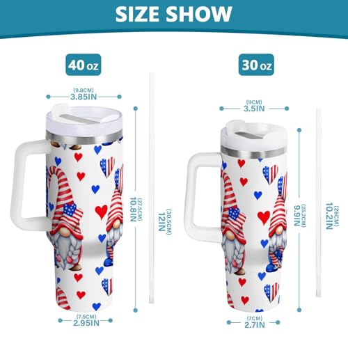 ODAWA 40 Oz Travel Coffee Tumbler with Lid and Straw, Cute Gnomes White Leak Proof Tumbler