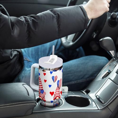 ODAWA 40 Oz Travel Coffee Tumbler with Lid and Straw, Cute Gnomes White Leak Proof Tumbler