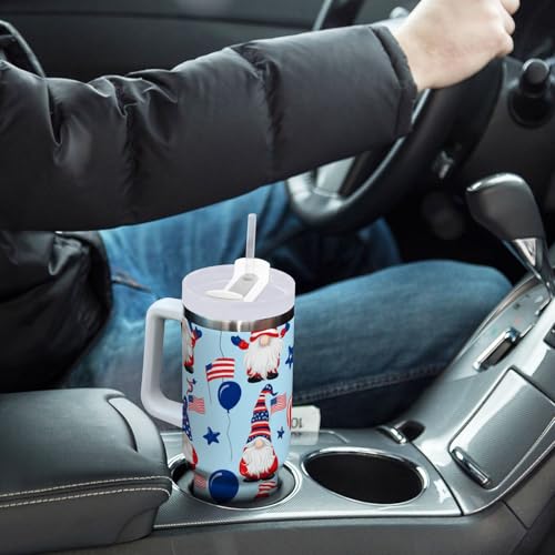 ODAWA 40oz Leak Proof Tumbler, Gnomes Stars Blue Stainless Steel Insulated Tumbler with Handle and Straw