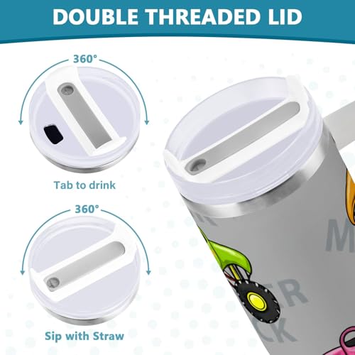 ODAWA Large Colorful Trucks Stainless Steel Tumblers with Handle and Straw Travel Insulated Tumblers