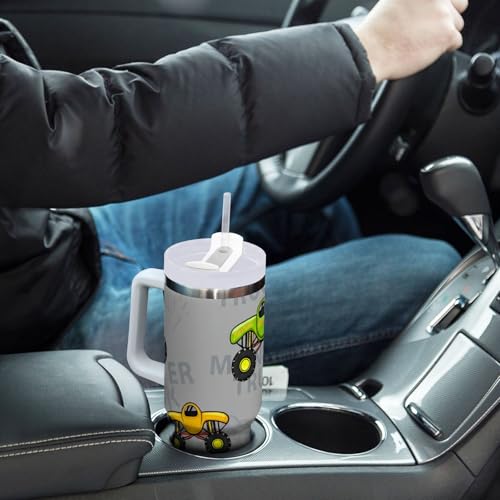 ODAWA Large Colorful Trucks Stainless Steel Tumblers with Handle and Straw Travel Insulated Tumblers