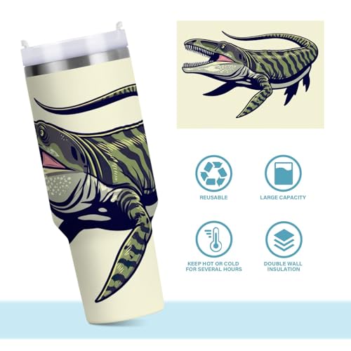 ODAWA 40oz Dinosaur Insulated Tumbler Cup with Lid and Straw, Double Insulated Tumbler