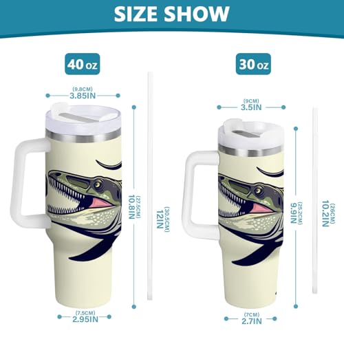 ODAWA 40oz Dinosaur Insulated Tumbler Cup with Lid and Straw, Double Insulated Tumbler
