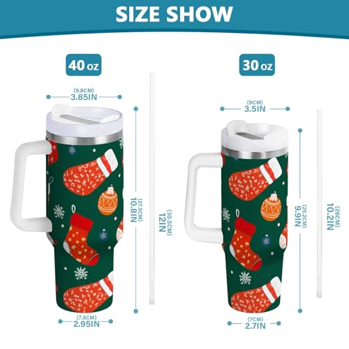 ODAWA Large Colorful Christmas Stockings Stainless Steel Tumblers with Handle and Straw