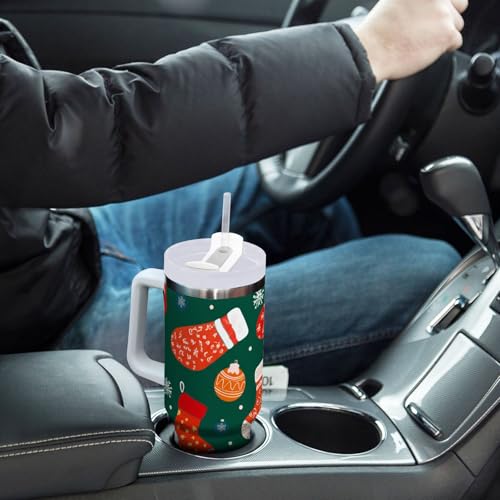 ODAWA Large Colorful Christmas Stockings Stainless Steel Tumblers with Handle and Straw