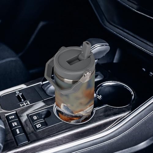 YTLKGFP 30 Oz Large Capacity Car Cup Cut Sea Turtle Tumbler with Handle Straw Lid Insulated Stainless Steel Water Bottle Travel Mug Leak-proof Car Cup Keeps Cold Or Hot