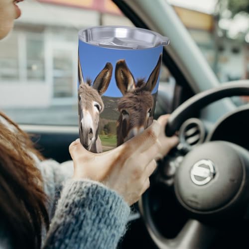 quopvn Funny Donkeys Print 20oz Car Cup Ps Material Lid, Perfect For Hot & Cold Drinks