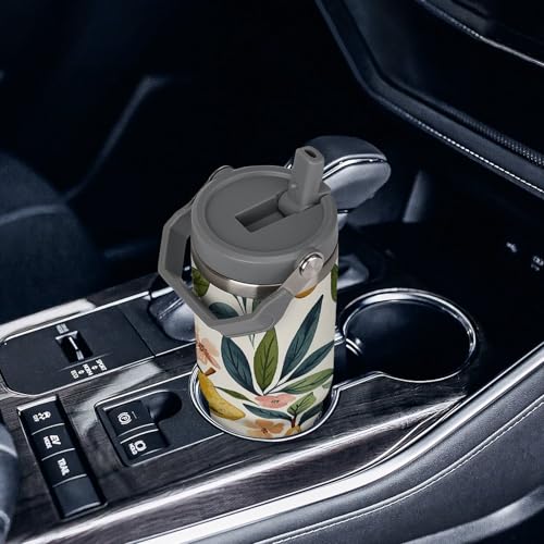 YTLKGFP 30 Oz Large Capacity Car Cup Figs And Pears Tumbler with Handle Straw Lid Insulated Stainless Steel Water Bottle Travel Mug Leak-proof Car Cup Keeps Cold Or Hot