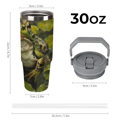 YTLKGFP 30 Oz Large Capacity Car Cup Lily And Frog Tumbler with Handle Straw Lid Insulated Stainless Steel Water Bottle Travel Mug Leak-proof Car Cup Keeps Cold Or Hot