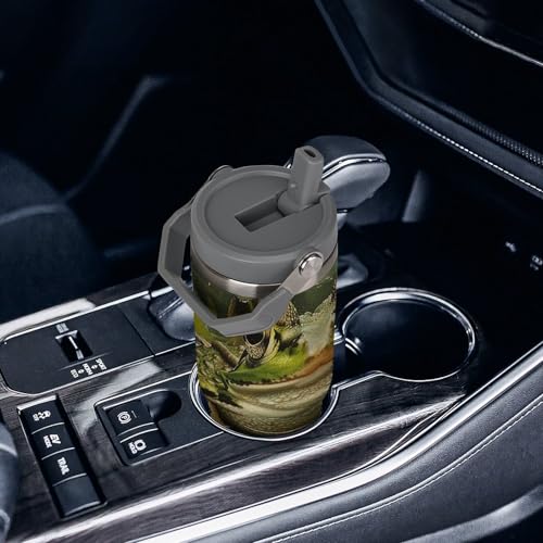 YTLKGFP 30 Oz Large Capacity Car Cup Lily And Frog Tumbler with Handle Straw Lid Insulated Stainless Steel Water Bottle Travel Mug Leak-proof Car Cup Keeps Cold Or Hot