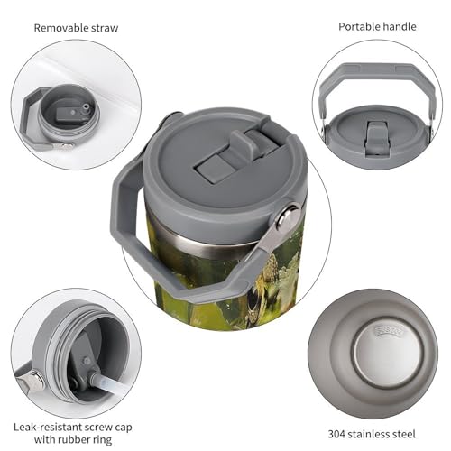 YTLKGFP 30 Oz Large Capacity Car Cup Lily And Frog Tumbler with Handle Straw Lid Insulated Stainless Steel Water Bottle Travel Mug Leak-proof Car Cup Keeps Cold Or Hot