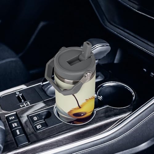 YTLKGFP 30 Oz Large Capacity Car Cup Cute Bee Tumbler with Handle Straw Lid Insulated Stainless Steel Water Bottle Travel Mug Leak-proof Car Cup Keeps Cold Or Hot