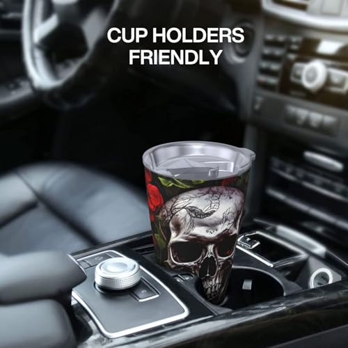 quopvn Halloween Skull Print 20oz Car Cup Ps Material Lid, Perfect For Hot & Cold Drinks