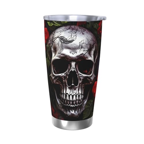 quopvn Halloween Skull Print 20oz Car Cup Ps Material Lid, Perfect For Hot & Cold Drinks