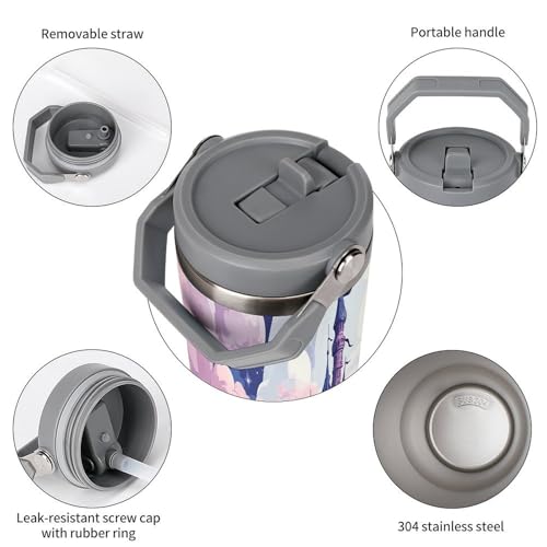 YTLKGFP 30 Oz Large Capacity Car Cup Clouds over The Castle Tumbler with Handle Straw Lid Insulated Stainless Steel Water Bottle Travel Mug Leak-proof Car Cup Keeps Cold Or Hot