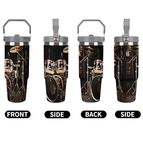 YTLKGFP 30 Oz Large Capacity Car Cup Drum Set Tumbler with Handle Straw Lid Insulated Stainless Steel Water Bottle Travel Mug Leak-proof Car Cup Keeps Cold Or Hot