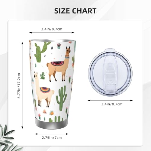quopvn Alpaca Llama Print 20oz Car Cup Ps Material Lid, Perfect For Hot & Cold Drinks