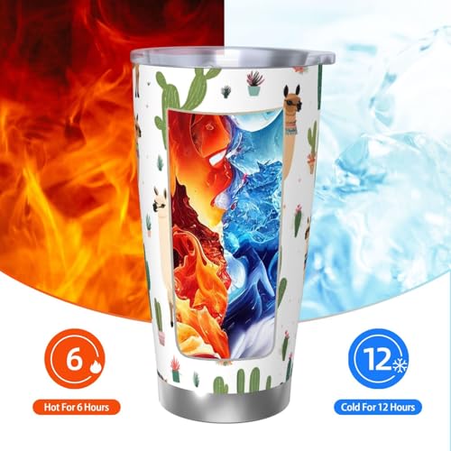 quopvn Alpaca Llama Print 20oz Car Cup Ps Material Lid, Perfect For Hot & Cold Drinks