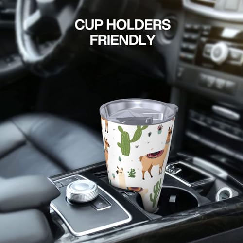 quopvn Alpaca Llama Print 20oz Car Cup Ps Material Lid, Perfect For Hot & Cold Drinks