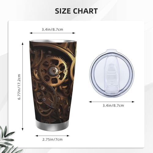 quopvn Cool Steampunk Gears Print 20oz Car Cup Ps Material Lid, Perfect For Hot & Cold Drinks