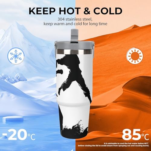 YTLKGFP 30 Oz Large Capacity Car Cup Kickboxing Tumbler with Handle Straw Lid Insulated Stainless Steel Water Bottle Travel Mug Leak-proof Car Cup Keeps Cold Or Hot