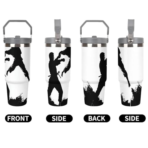 YTLKGFP 30 Oz Large Capacity Car Cup Kickboxing Tumbler with Handle Straw Lid Insulated Stainless Steel Water Bottle Travel Mug Leak-proof Car Cup Keeps Cold Or Hot