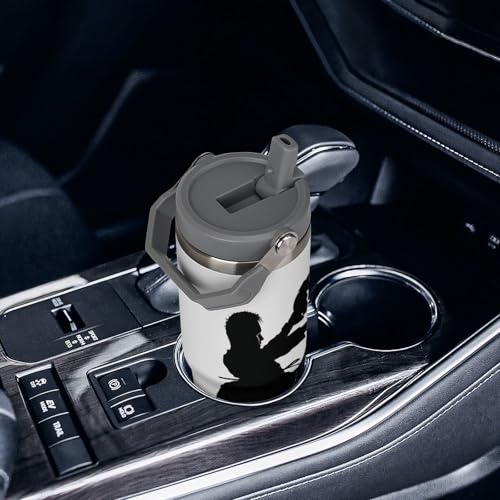 YTLKGFP 30 Oz Large Capacity Car Cup Kickboxing Tumbler with Handle Straw Lid Insulated Stainless Steel Water Bottle Travel Mug Leak-proof Car Cup Keeps Cold Or Hot