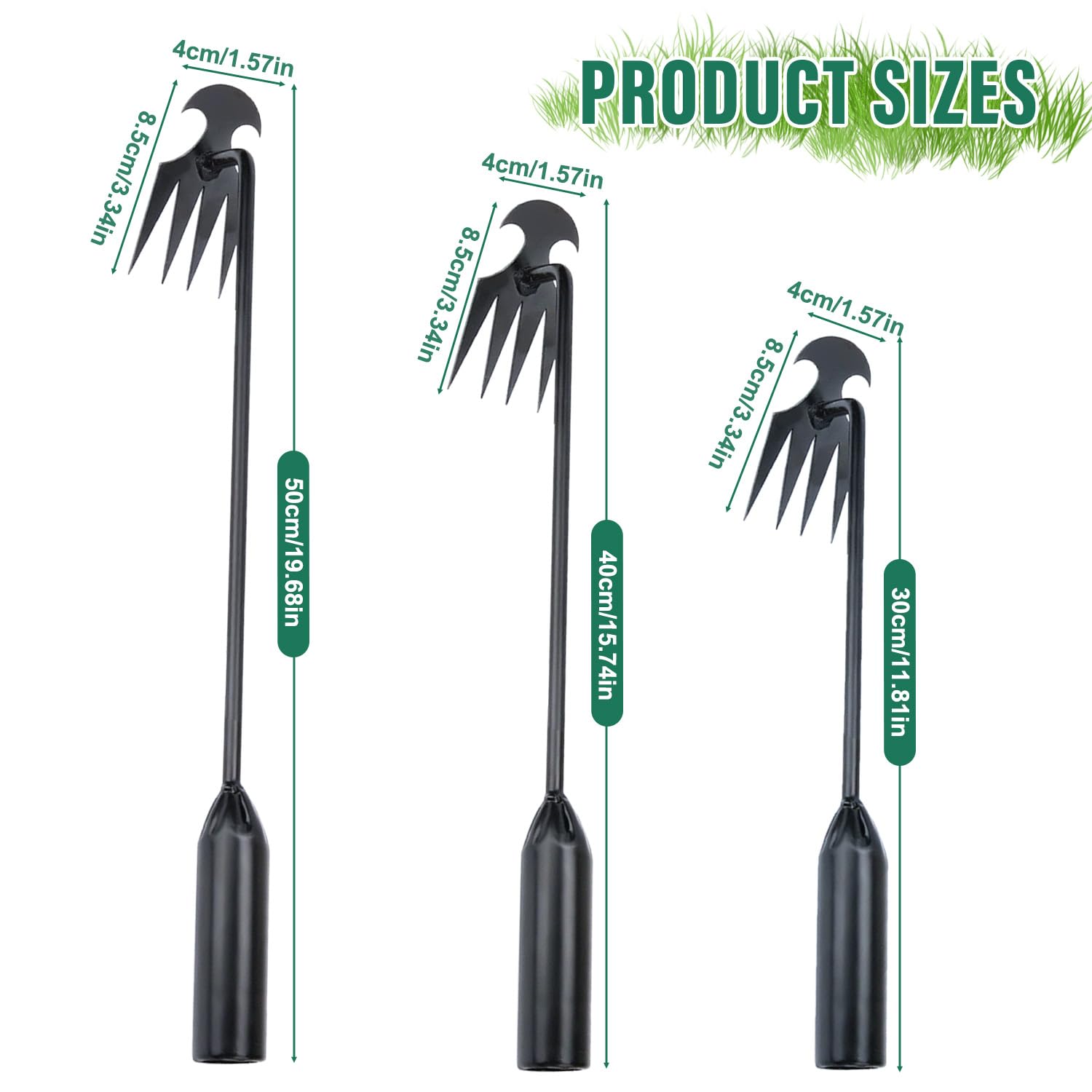 Manual Weed Remover Tool for Lawn and Garden, 2025 Upgrade Garden Weed Pulling Tool Uprooting Weeding Tool,Weed Puller Tool 4 Tooth Manganese Steel for Gardening Backyard Farm (11.8in)