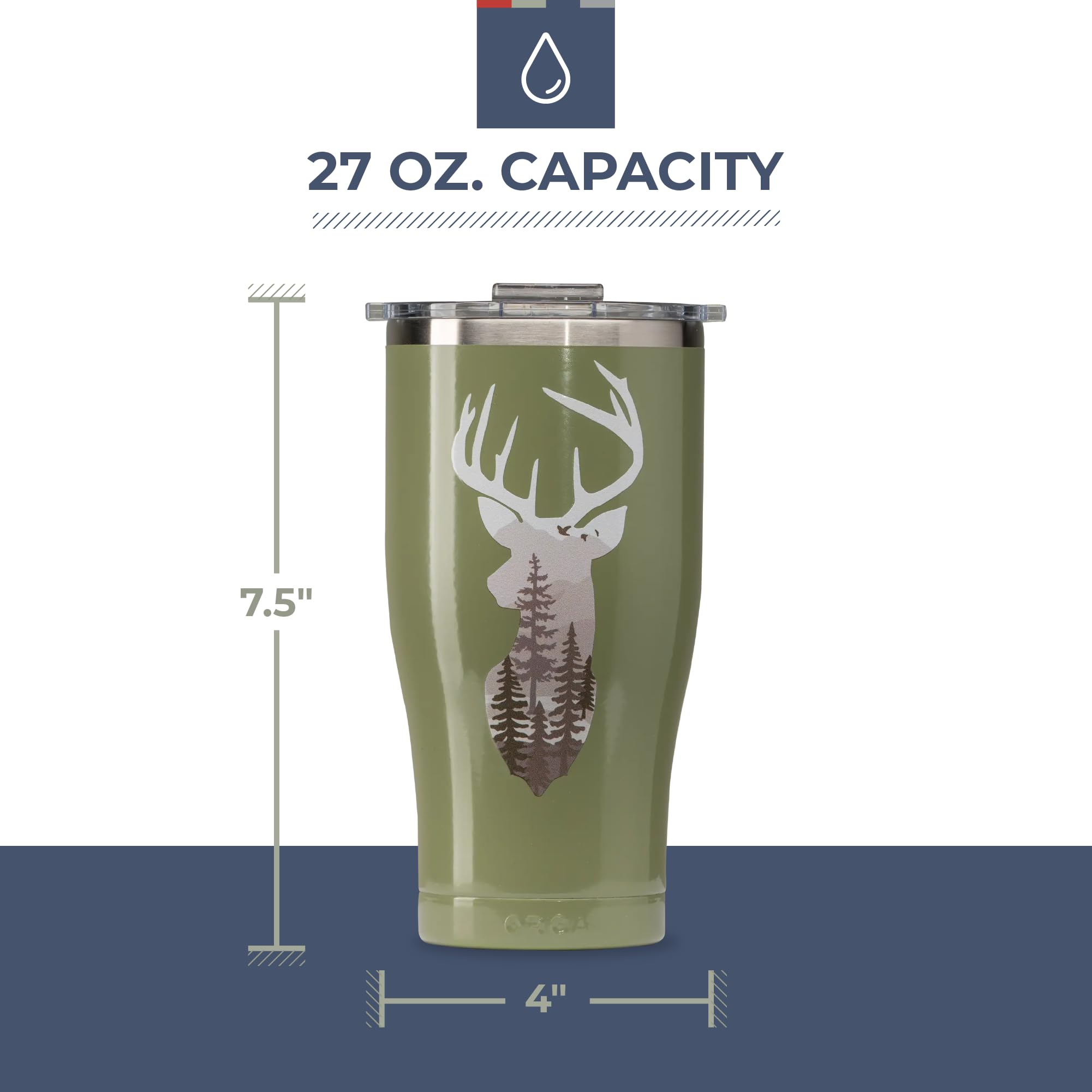 ORCA Hunter Outdoor Chaser + Barrel Set – 27oz & 12oz Adventure Drinkware Bundle | Deer Land Dark Green & Tree Line Tan | Insulated Stainless Steel Tumblers for Hunting, Camping & Whiskey Nights