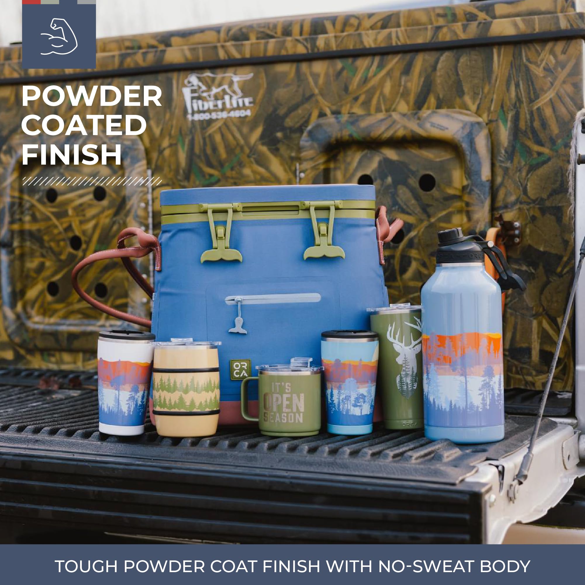 ORCA Hunter Outdoor Chaser + Barrel Set – 27oz & 12oz Adventure Drinkware Bundle | Deer Land Dark Green & Tree Line Tan | Insulated Stainless Steel Tumblers for Hunting, Camping & Whiskey Nights