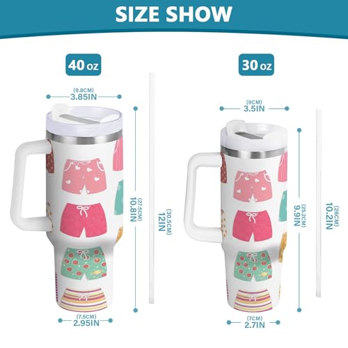 Burbuja Beach Shorts Pattern 40oz Insulated Tumblers with Handle and Straw Lid, Double Wall Stainless Steel Travel Mug Leak-Proof, BPA Free, Gift for Mom Dad