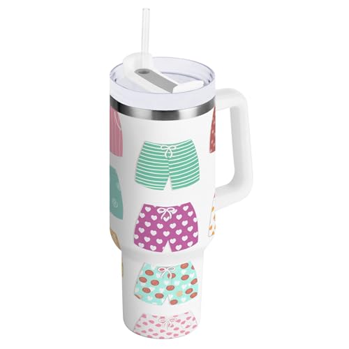 Burbuja Beach Shorts Pattern 40oz Insulated Tumblers with Handle and Straw Lid, Double Wall Stainless Steel Travel Mug Leak-Proof, BPA Free, Gift for Mom Dad