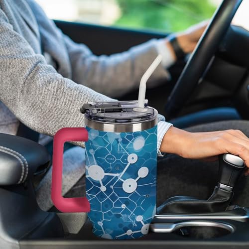 Science Chemistry Molecular Structure 40 Oz Car Cup Stainless Steel Travel Mug Leak-Proof Insulated Tumbler with Handle Light Rose Red-style