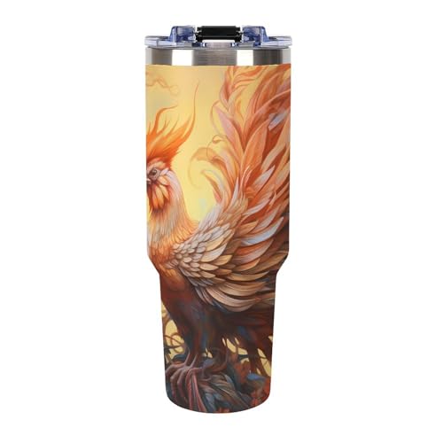 Phoenixs Chicken 40 Oz Car Cup Stainless Steel Travel Mug Leak-Proof Insulated Tumbler with Handle Deep Blue-style