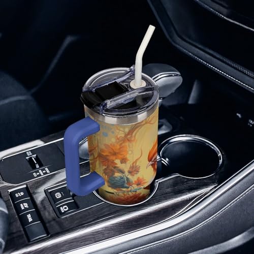 Phoenixs Chicken 40 Oz Car Cup Stainless Steel Travel Mug Leak-Proof Insulated Tumbler with Handle Deep Blue-style