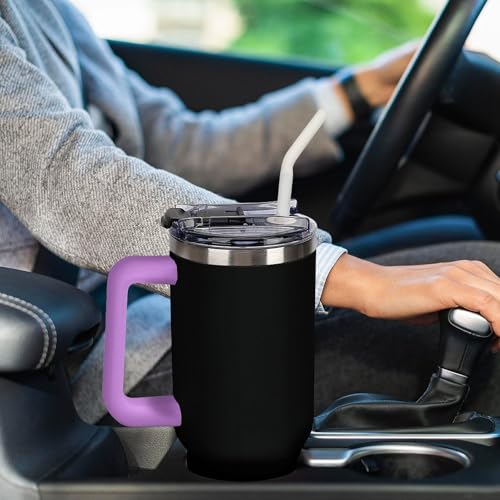 Sloth 40 Oz Car Cup Stainless Steel Travel Mug Leak-Proof Insulated Tumbler with Handle Violet-style