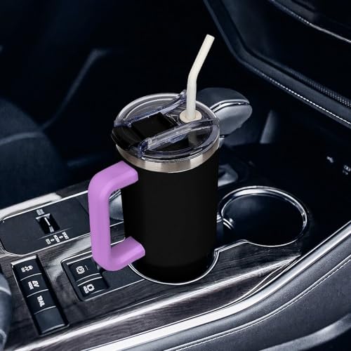 Space Weed Smoking Moon Alien 40 Oz Car Cup Stainless Steel Travel Mug Leak-Proof Insulated Tumbler with Handle Violet-style